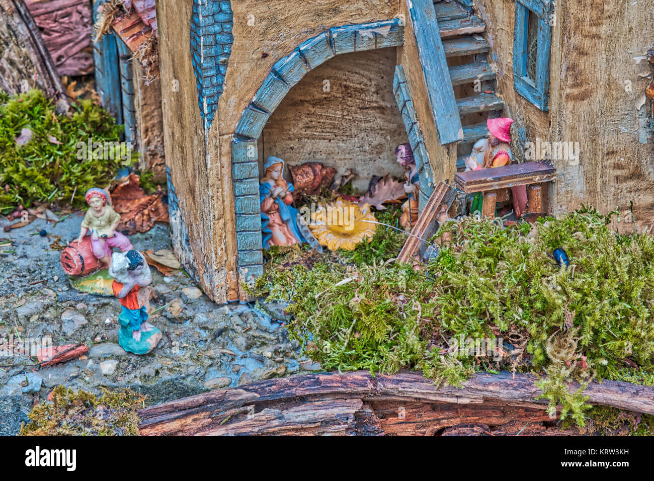 Christmas Nativity Scene before the birth of Jesus Christ, with With ...