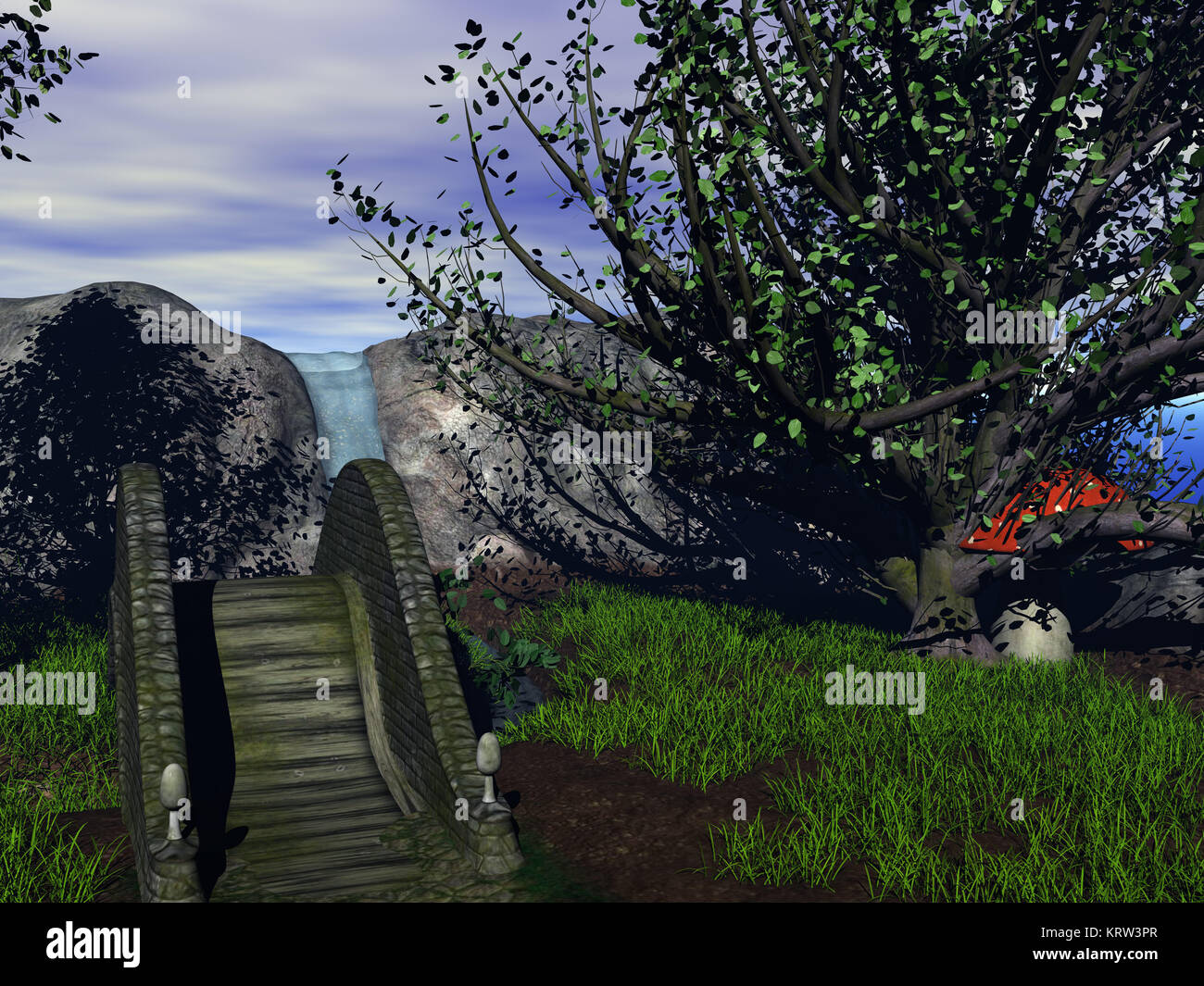 bridge over brook in the forest Stock Photo - Alamy