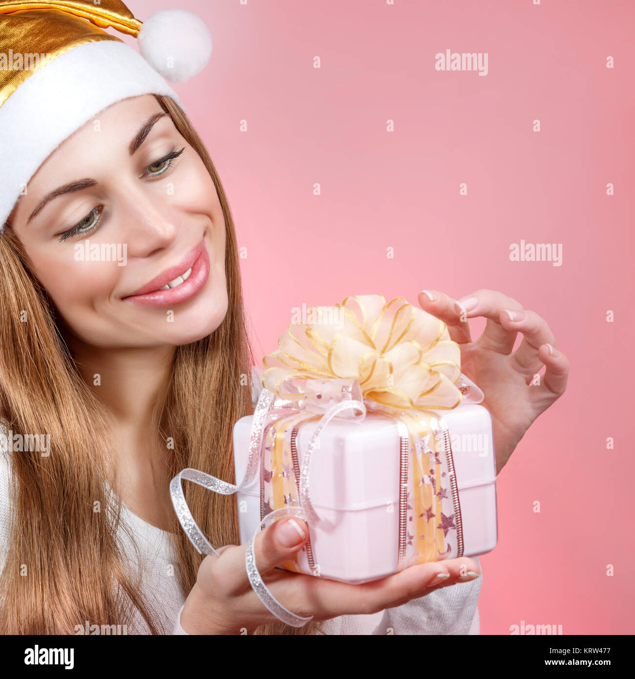 Happy Santa girl Stock Photo - Alamy