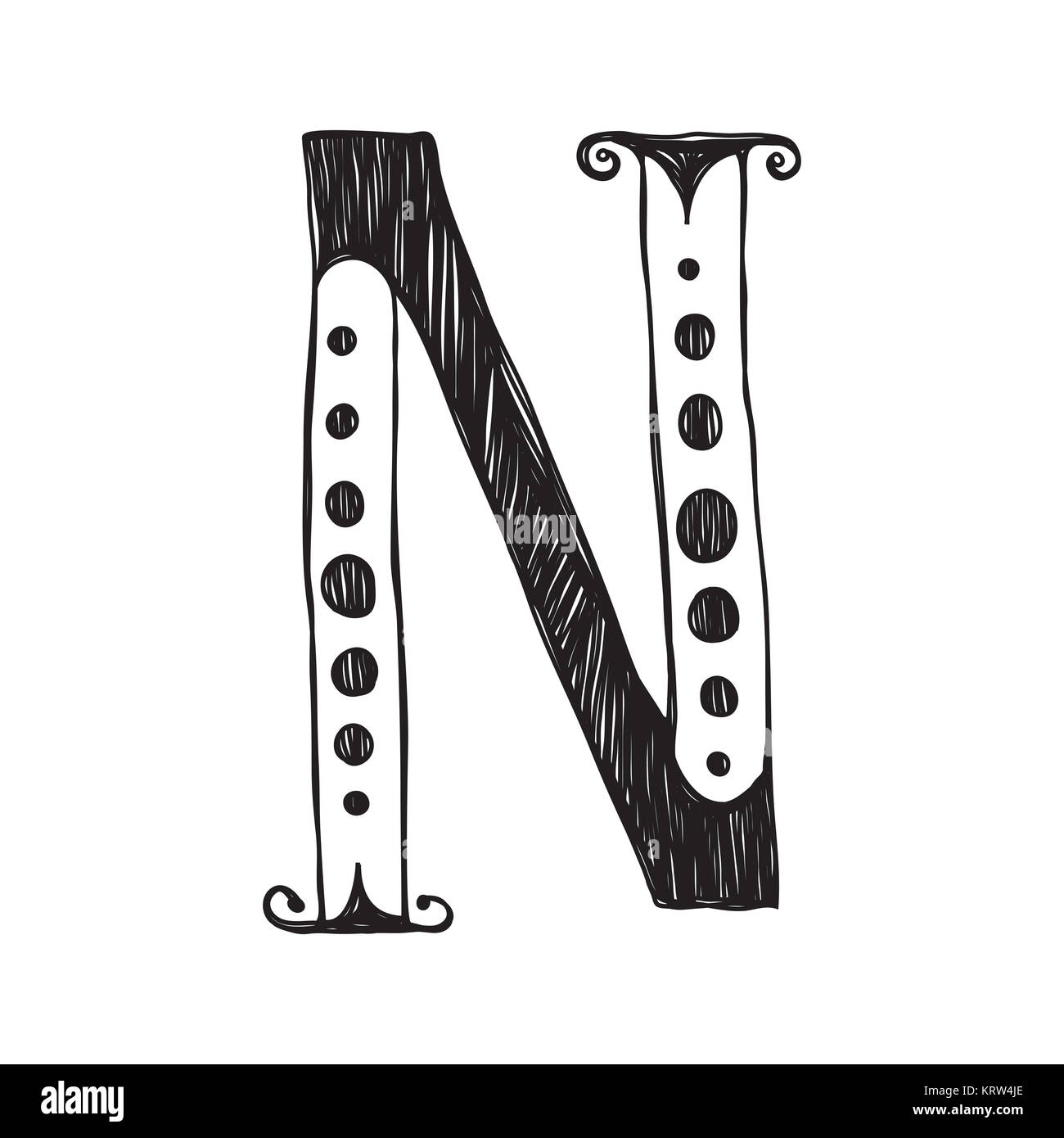 The vintage style letter N Stock Photo - Alamy