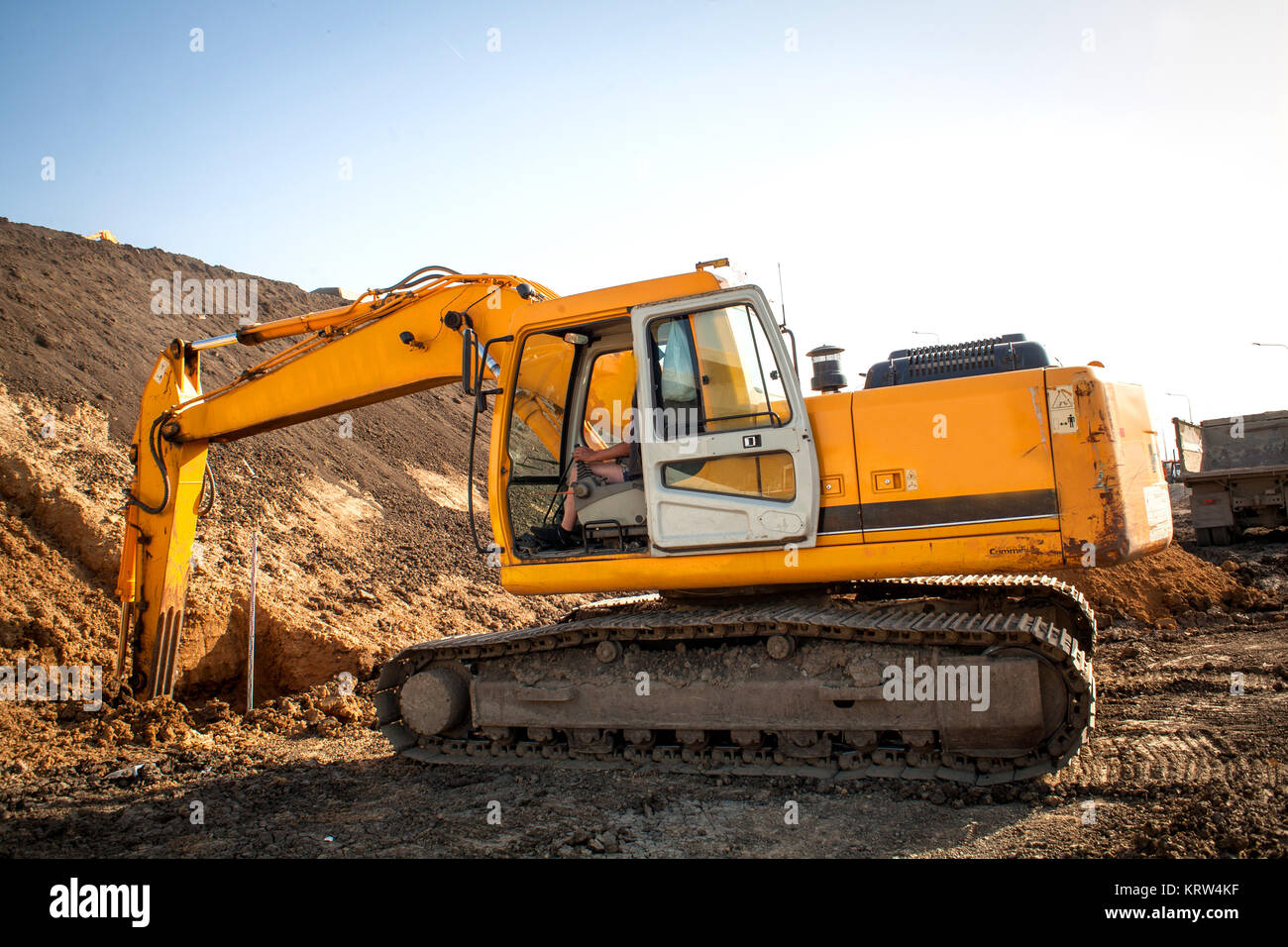 Close-up of a construction site excavator Stock Photo - Alamy
