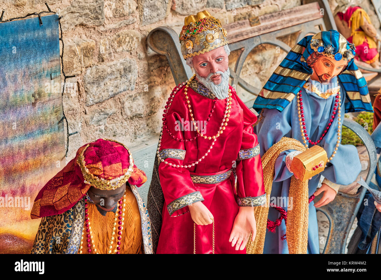 Three Wise Men in Christmas Nativity scene Stock Photo - Alamy