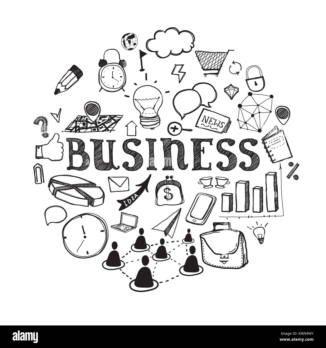 Hand-drawn business illustration Stock Photo - Alamy