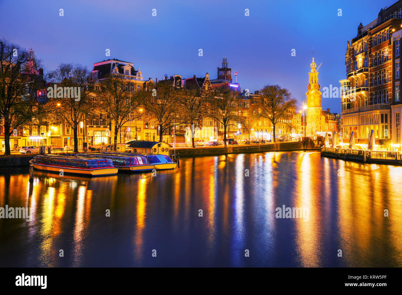 Amsterdam city view with Amstel river Stock Photo - Alamy