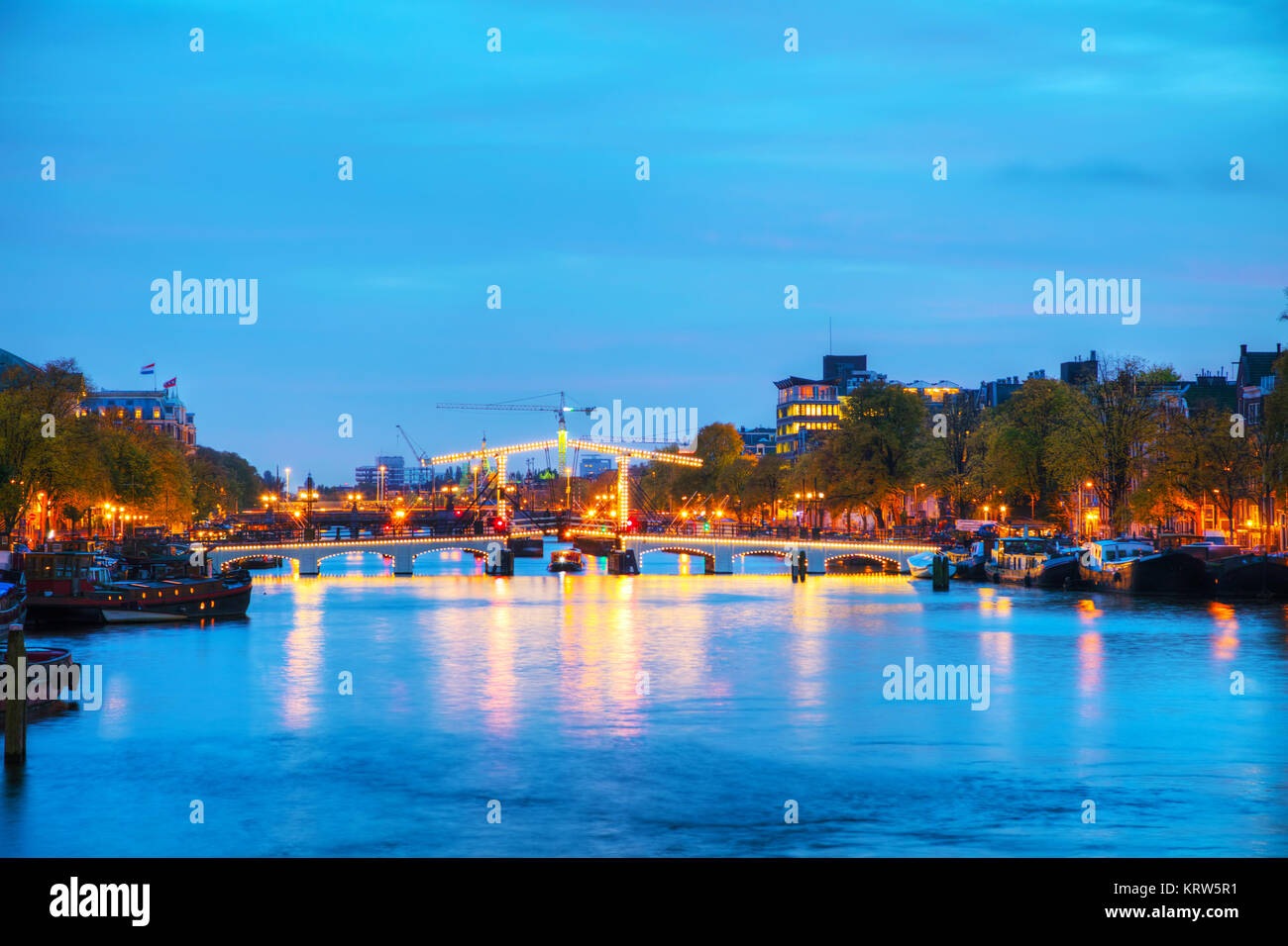 Amsterdam city view with Amstel river Stock Photo - Alamy