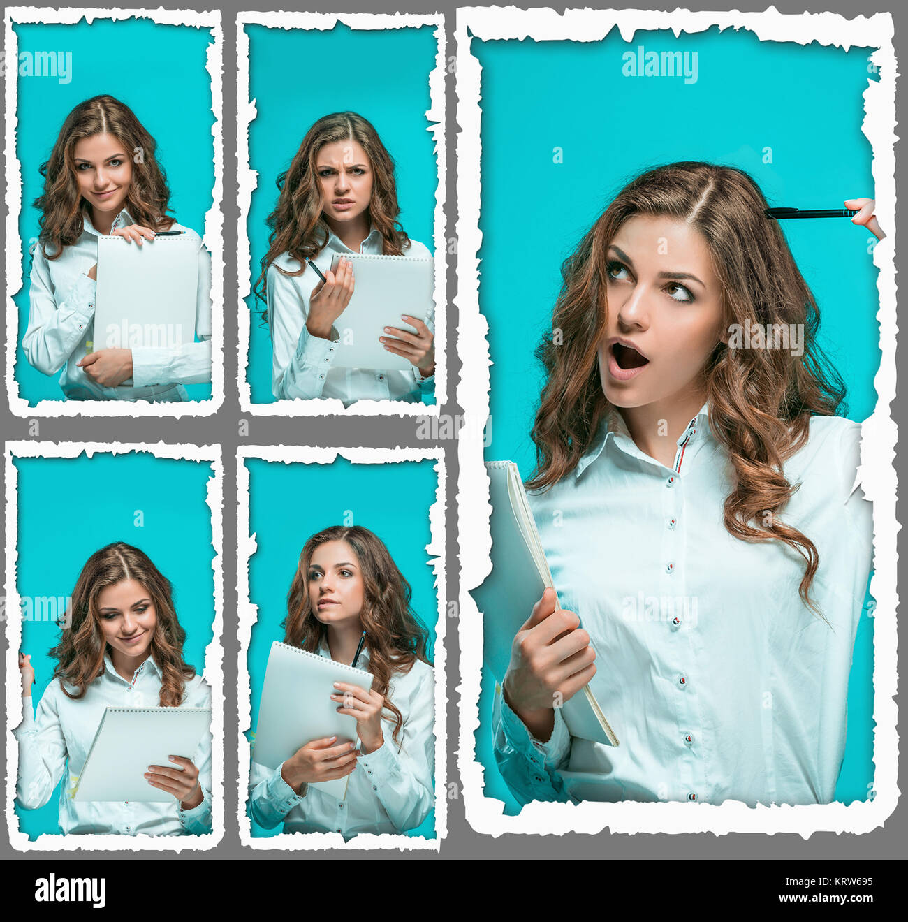 The young woman's portrait with different emotions Stock Photo - Alamy
