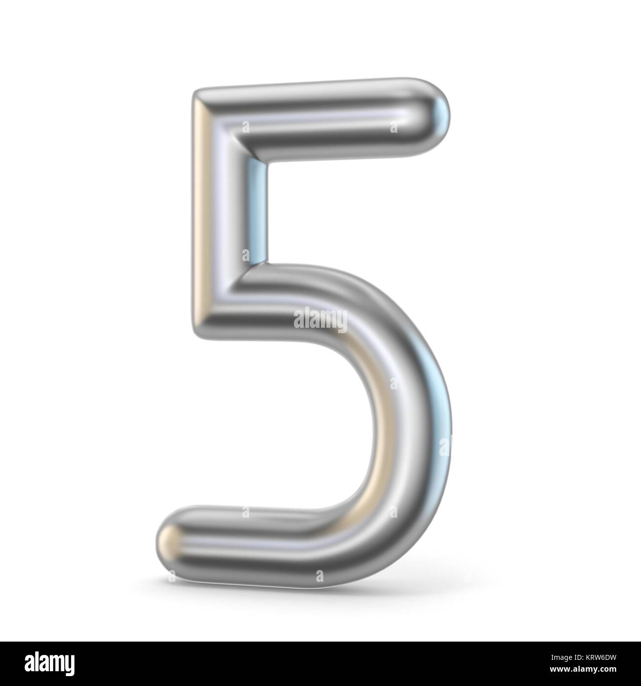 Metal silver font. Number FIVE 5 3D Stock Photo - Alamy