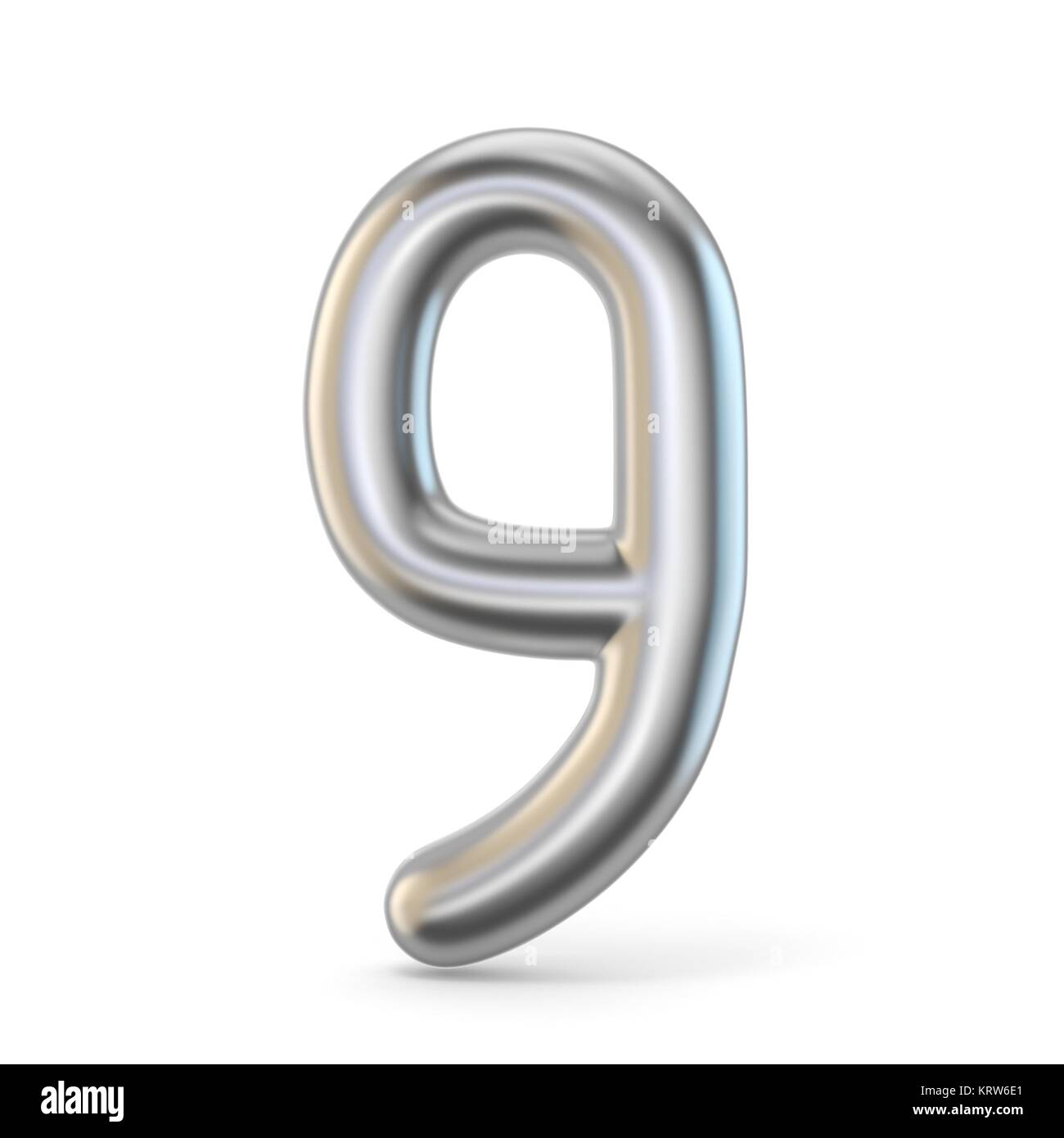 Metal silver font. Number NINE 9 3D Stock Photo - Alamy