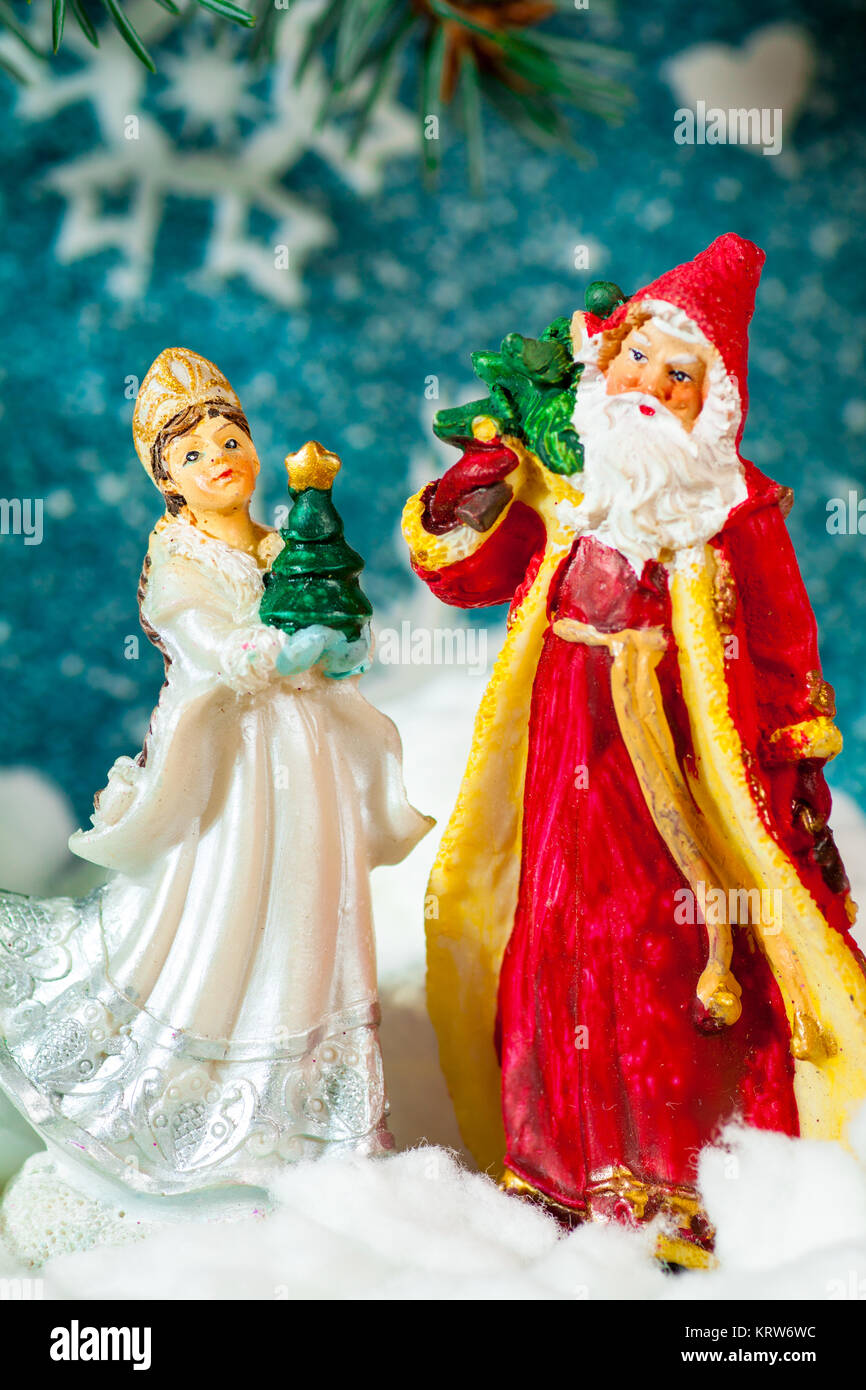 Christmas card background Santa Claus and Snow Maiden Russian Christmas ...