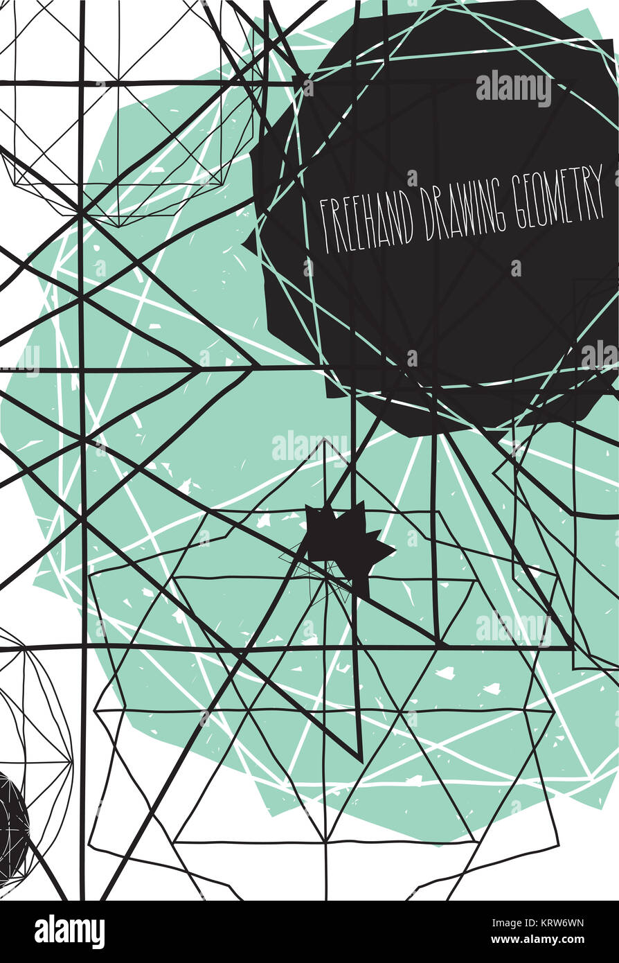 Simple background, poster with lines handwork font, abstract geo Stock ...