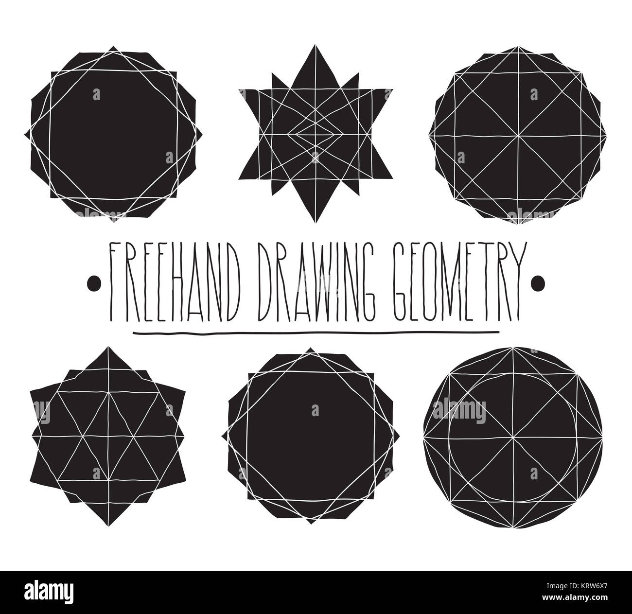 Simple set with black filled geometric shapes and elements with Stock ...