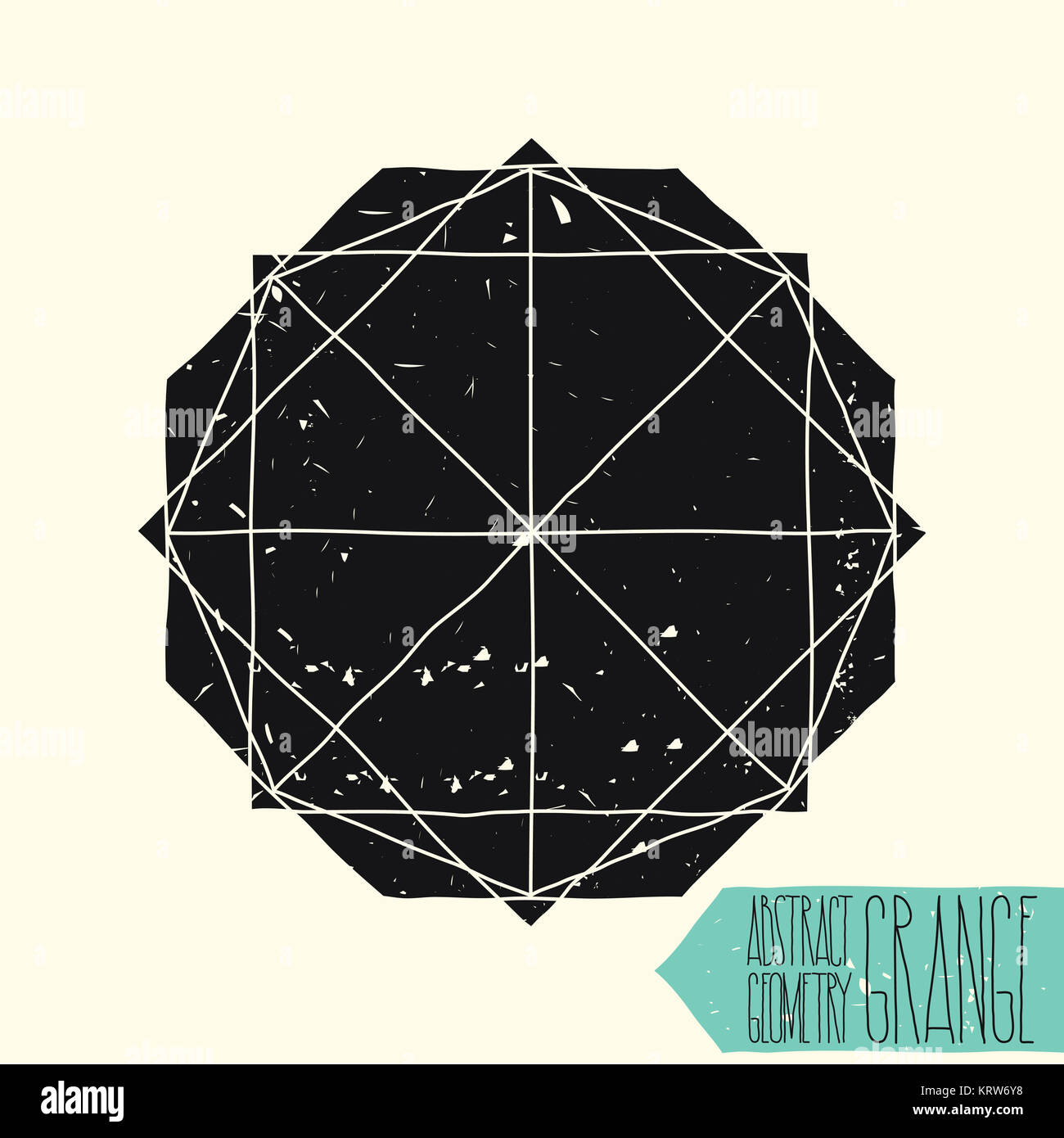 Simple abstract geometric figure with circle, polygon, handwork Stock ...