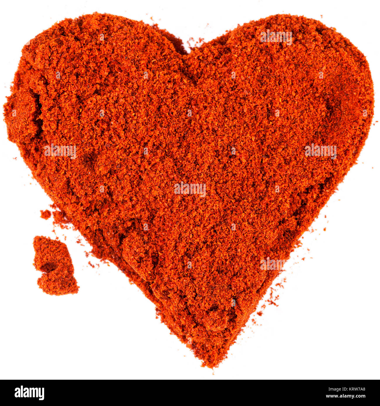 Red heart from powdered chili pepper isolated on white background Stock ...