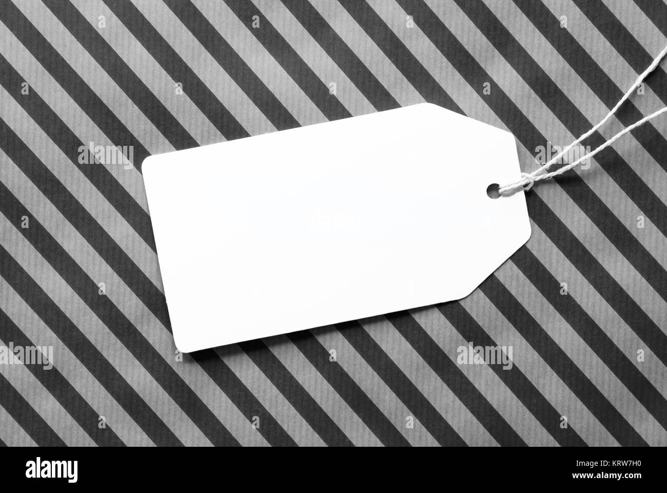 One Label On A Blak And Gray Striped Wrapping Paper. Textured ...