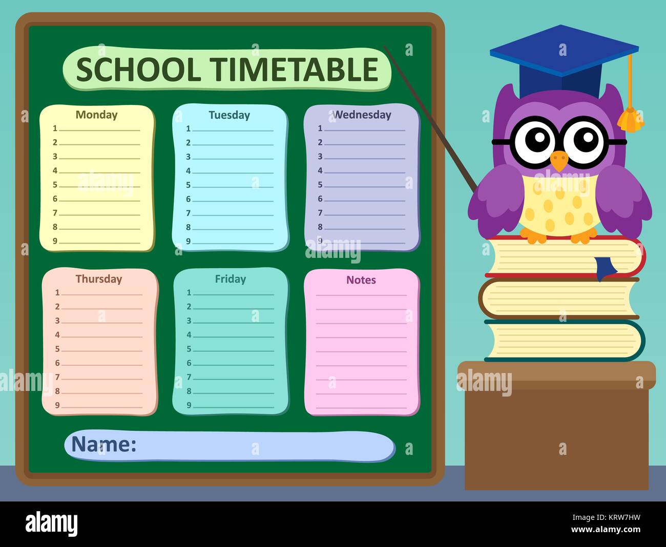 Weekly school timetable subject 2 Stock Photo - Alamy