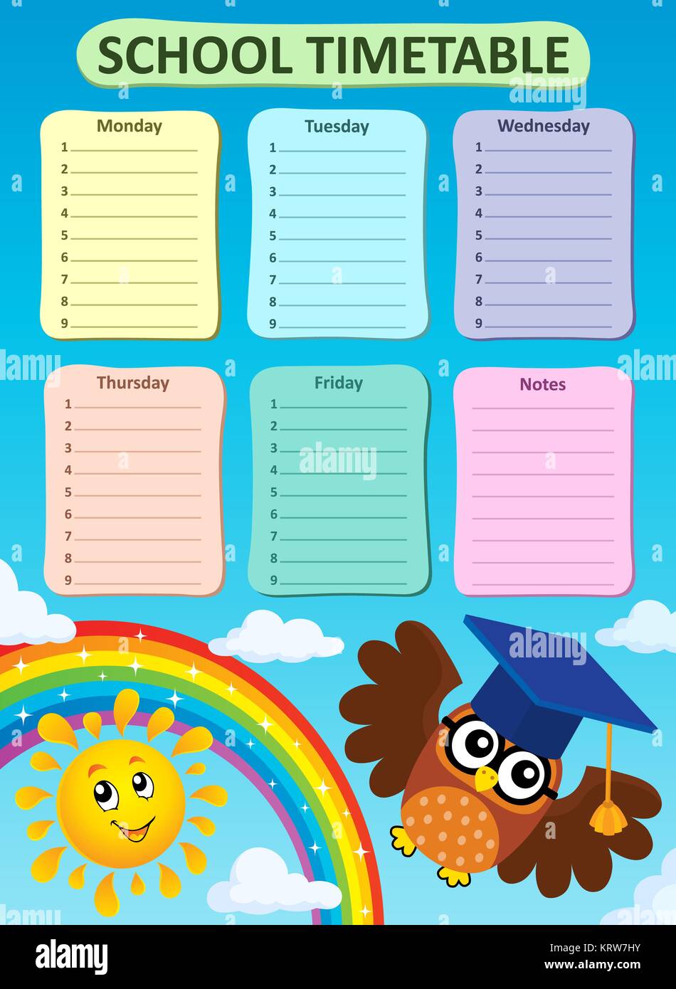 Weekly school timetable subject 3 Stock Photo - Alamy