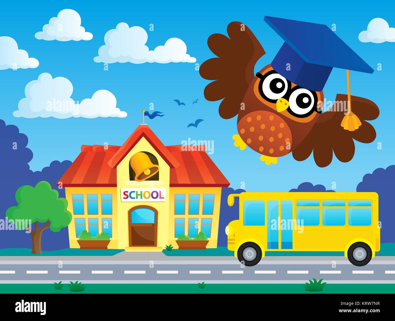 Stylized school owl theme image 2 Stock Photo - Alamy