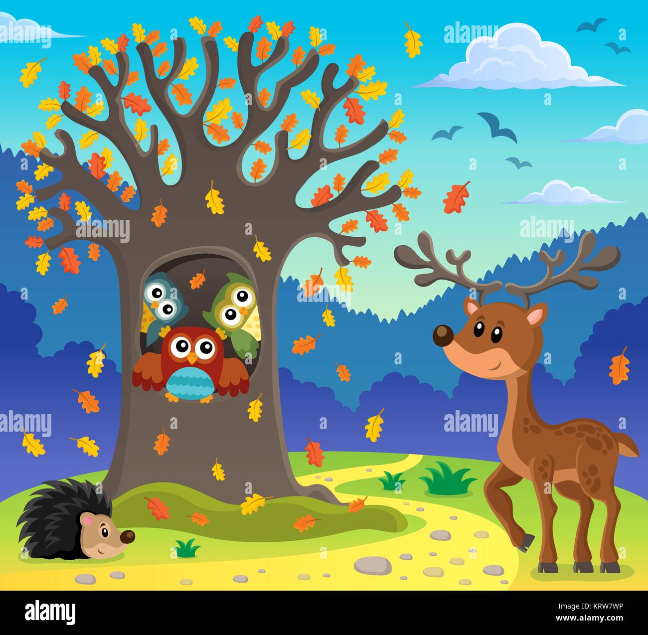 Owl tree theme image 5 Stock Photo - Alamy