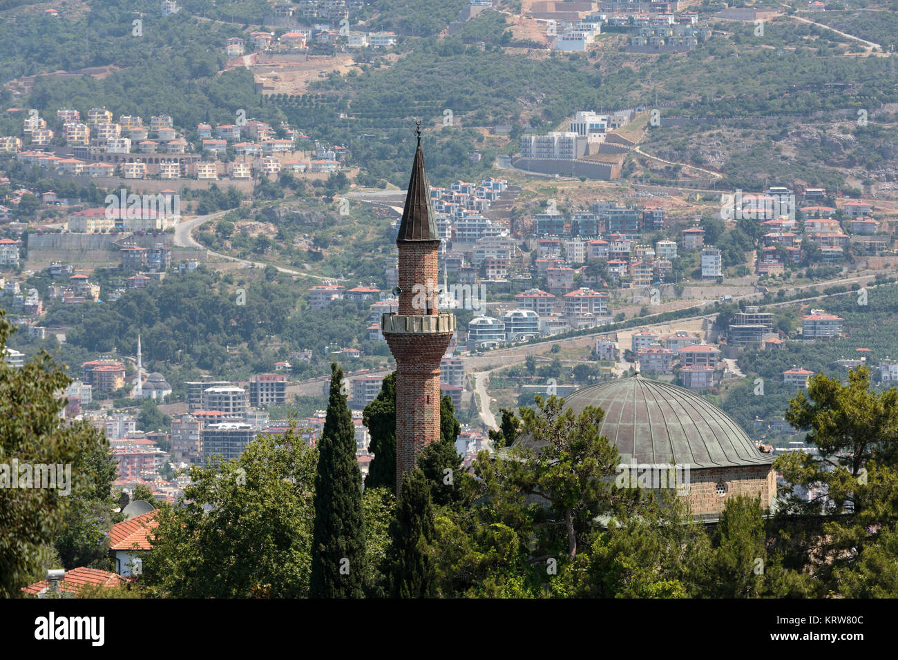 Alanya - the mosque and the minaret on the castle hill Stock Photo - Alamy