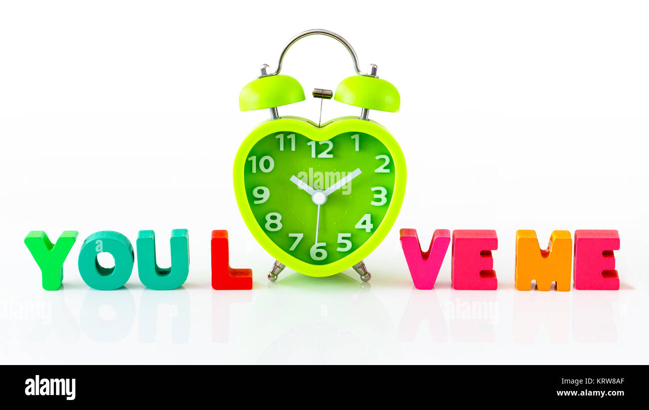 Heart Shaped Clock Wooden Alphabets for Valentin's Concept Stock Photo ...