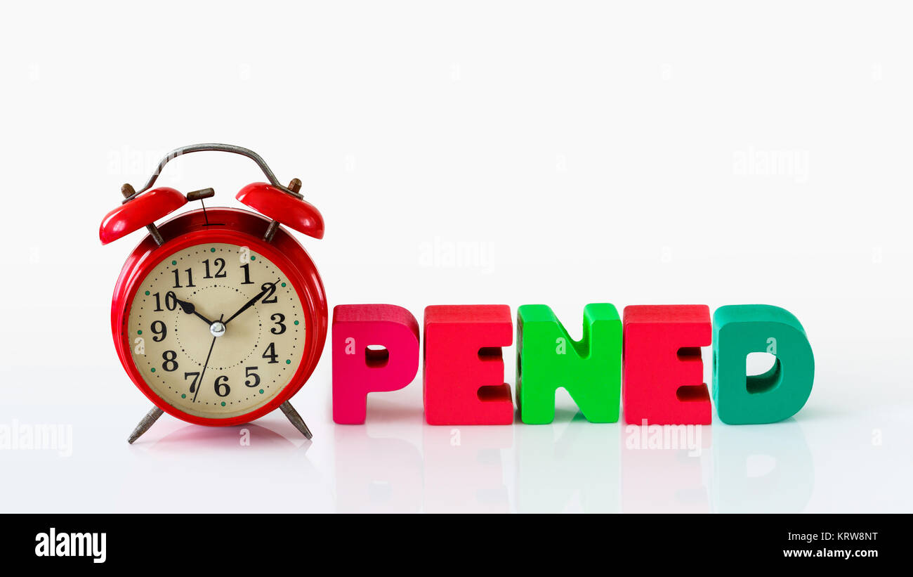 Conceptual Colorful Wooden Alphabets With Table Clock Stock Photo - Alamy