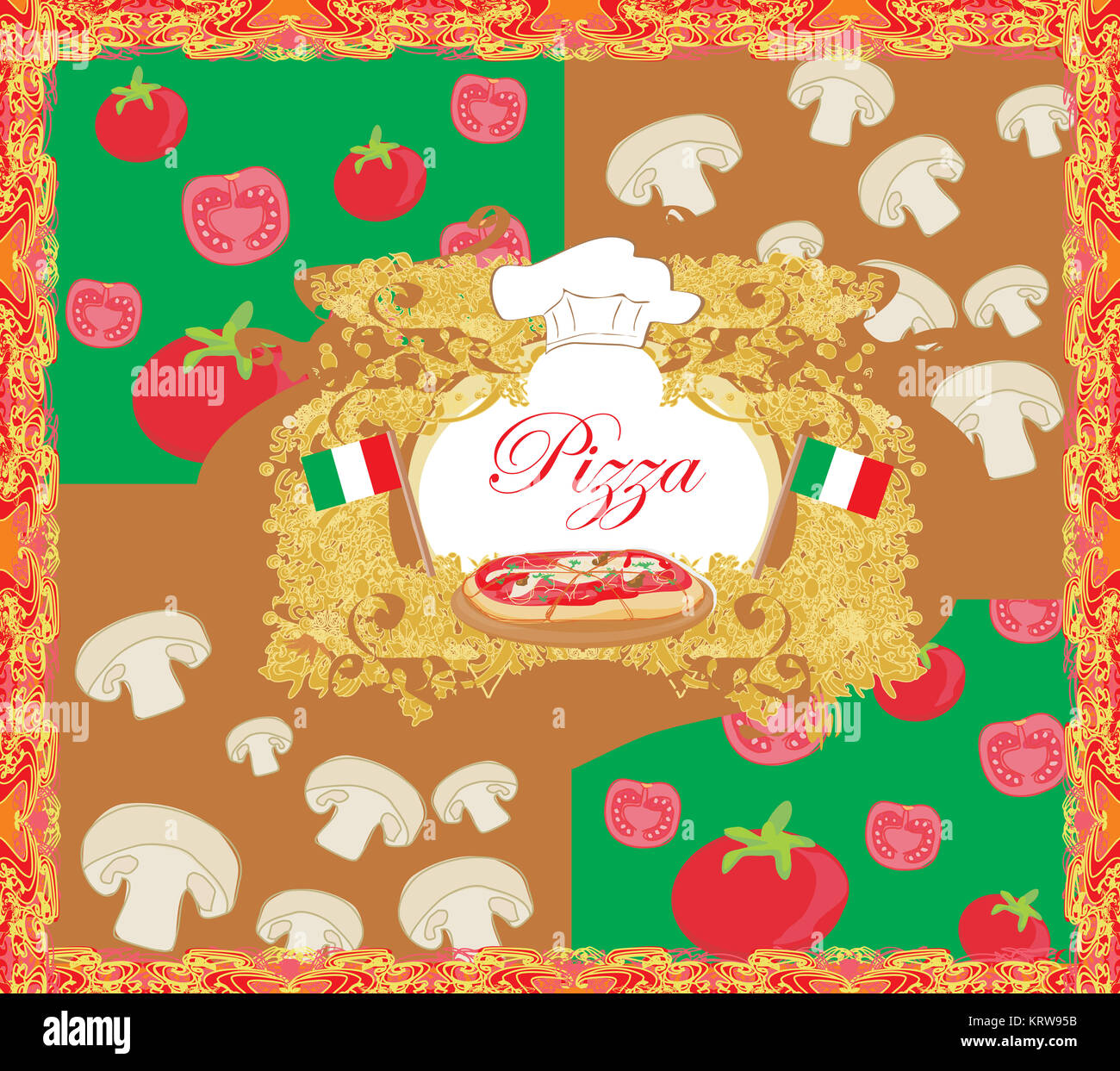 Pizza retro design template Stock Photo - Alamy