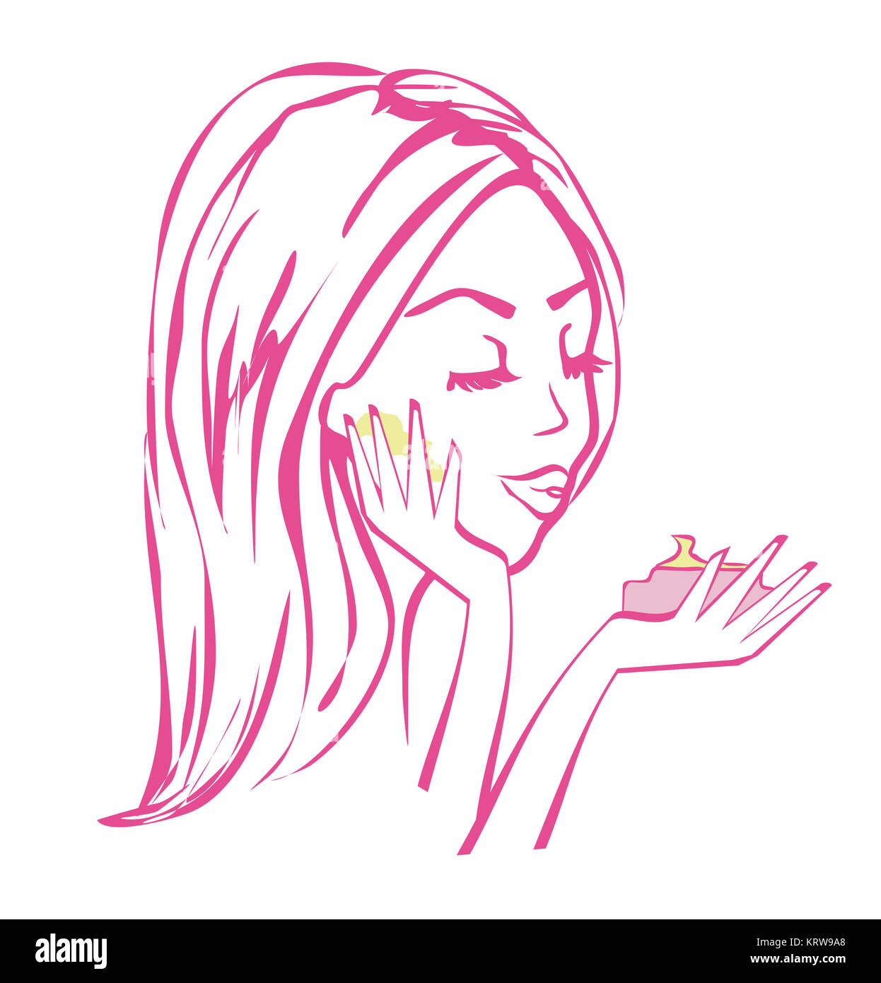 beautiful girl applying cream Stock Photo - Alamy