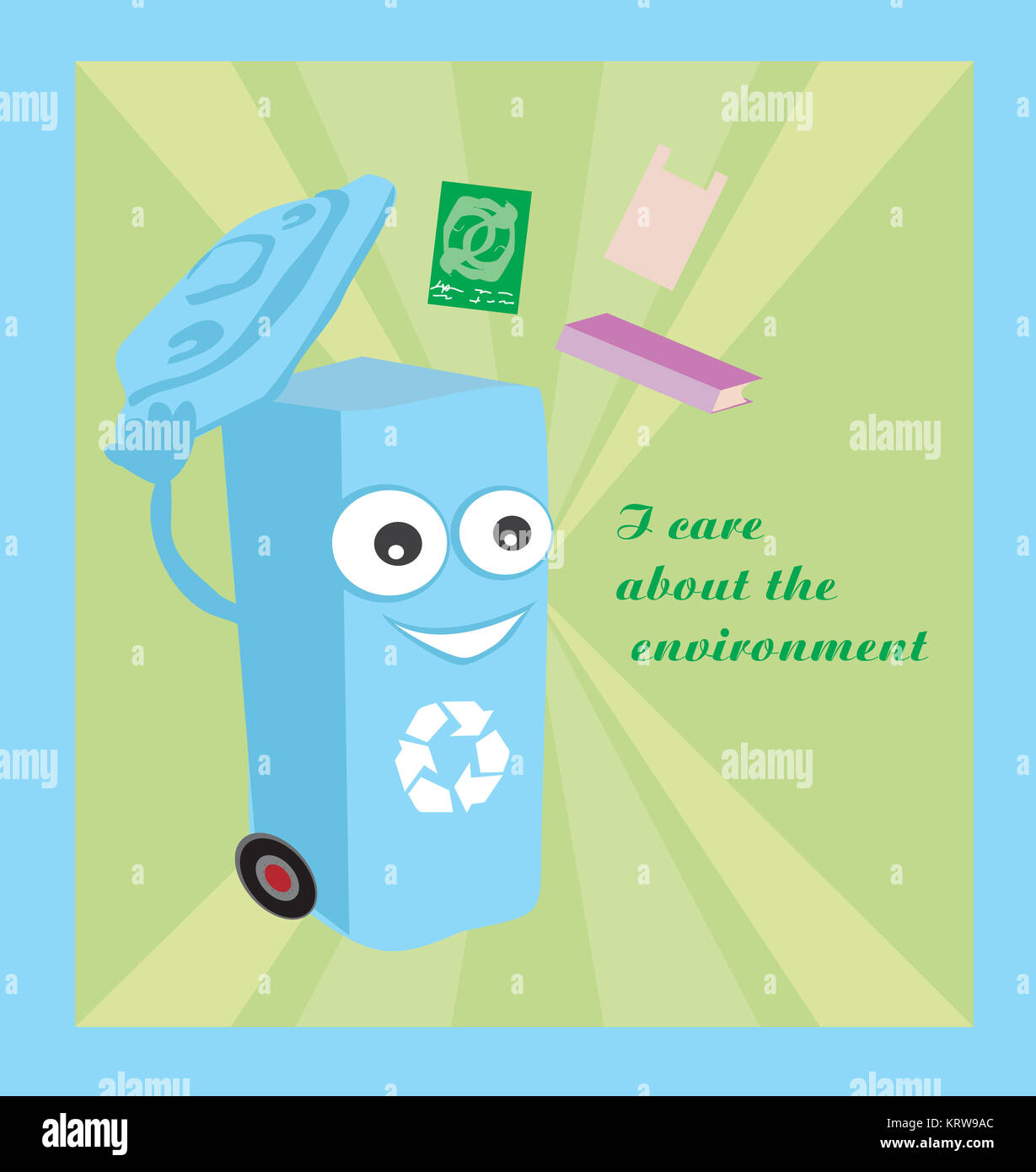 a vector representing a funny cartoon recycling bin Stock Photo - Alamy
