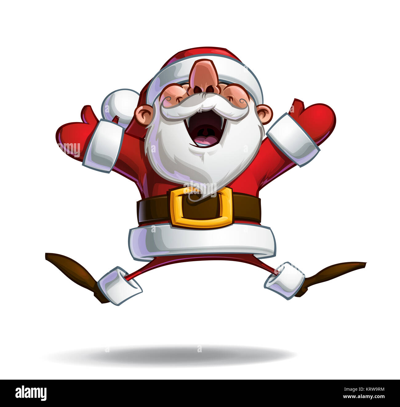 Happy Santa - Jumping in ecstasy with Open Hands Stock Photo - Alamy