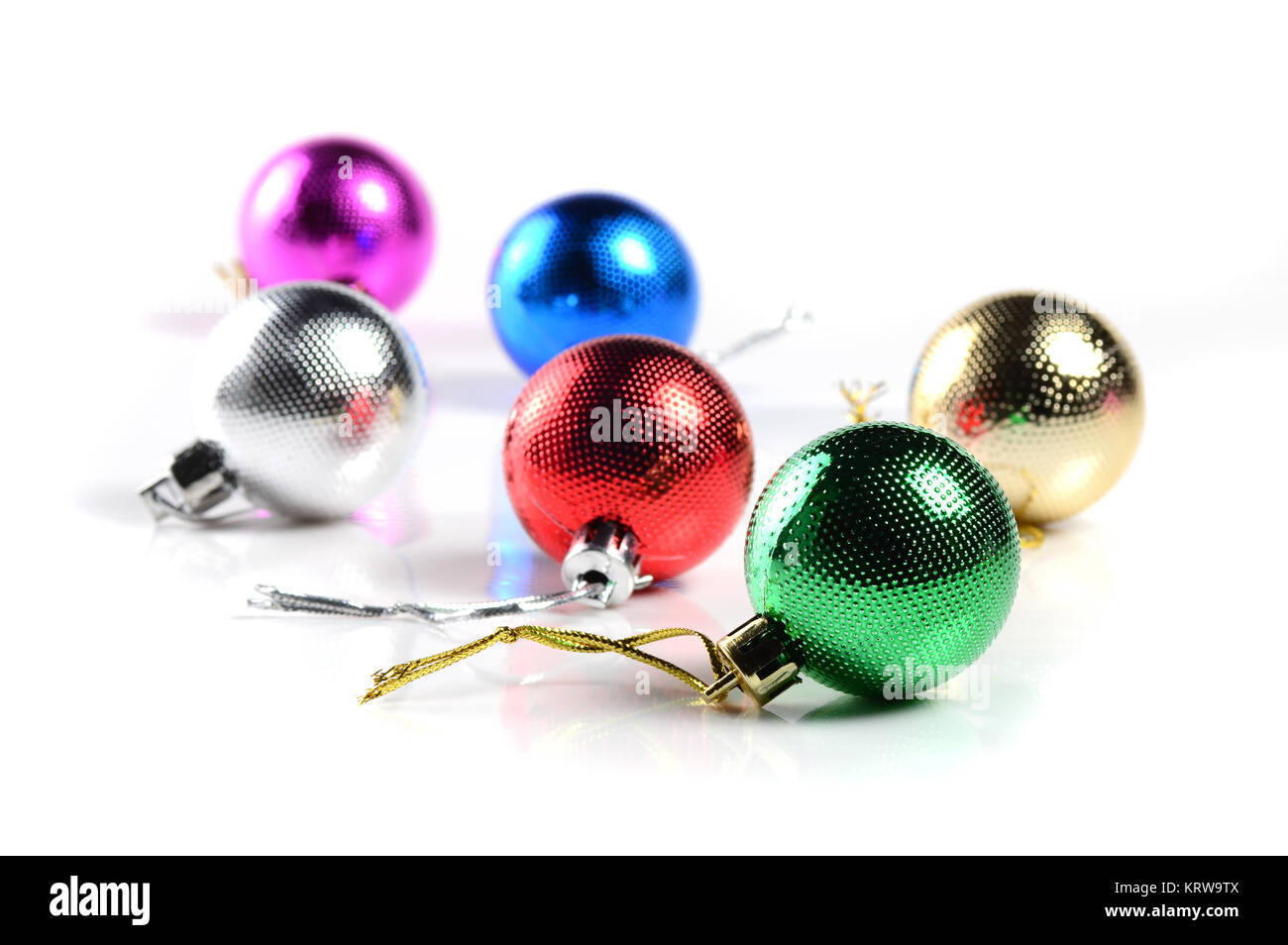 Christmas balls with ornaments on white background Stock Photo - Alamy