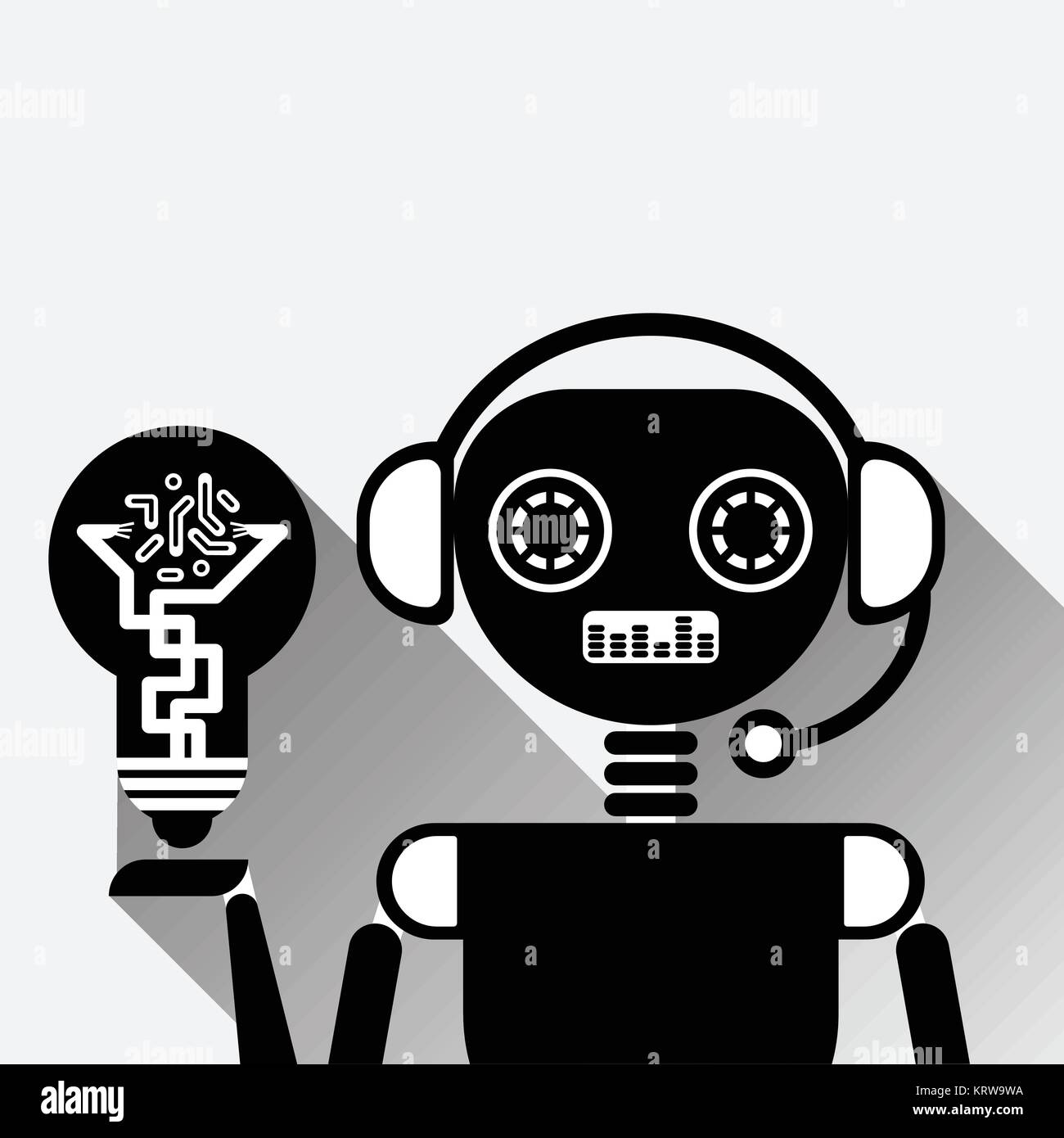 Chatbot Hold Light Bulb Icon Concept Black Chat Bot Or Chatterbot ...