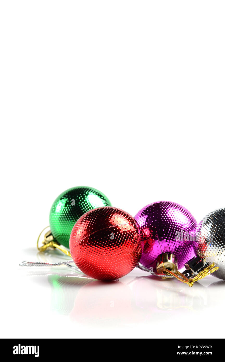 Christmas balls with ornaments on white background Stock Photo - Alamy