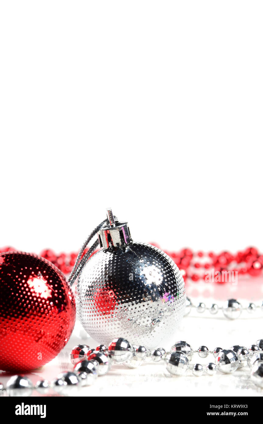 Christmas balls with ornaments on white background Stock Photo - Alamy