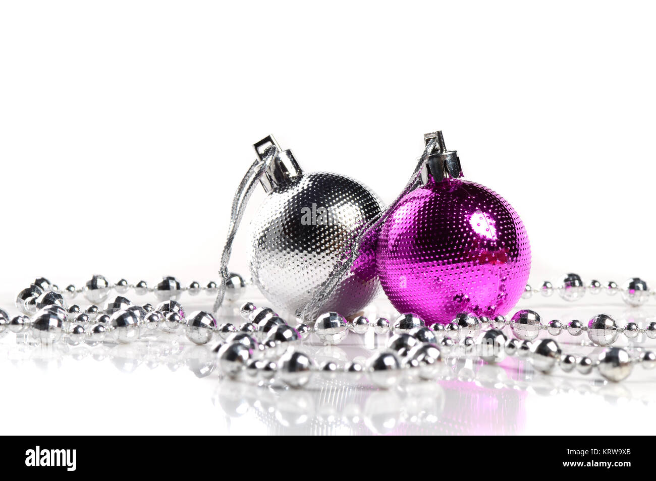 Christmas balls with ornaments on white background Stock Photo - Alamy