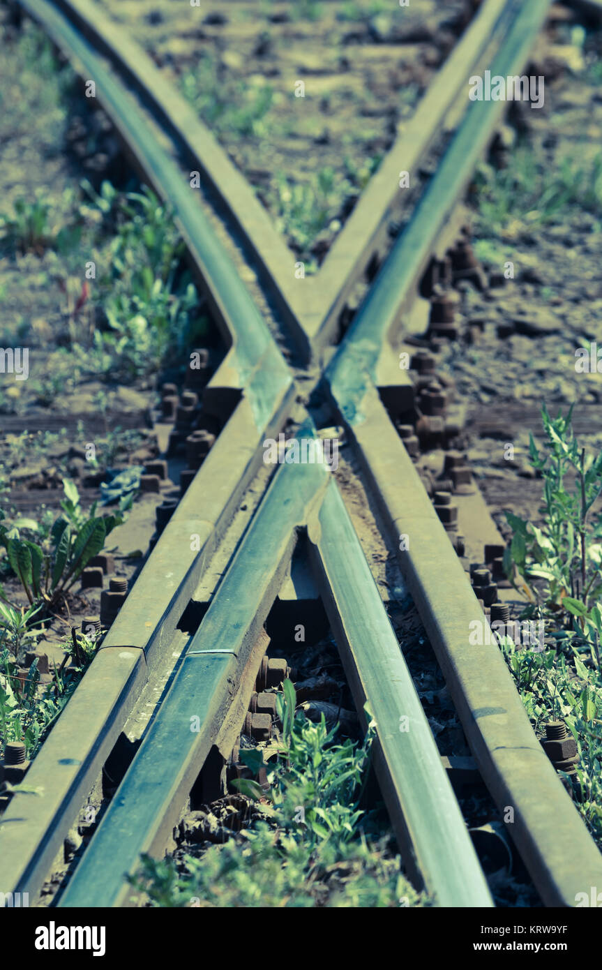 Railway tracks forming the letter x Stock Photo - Alamy