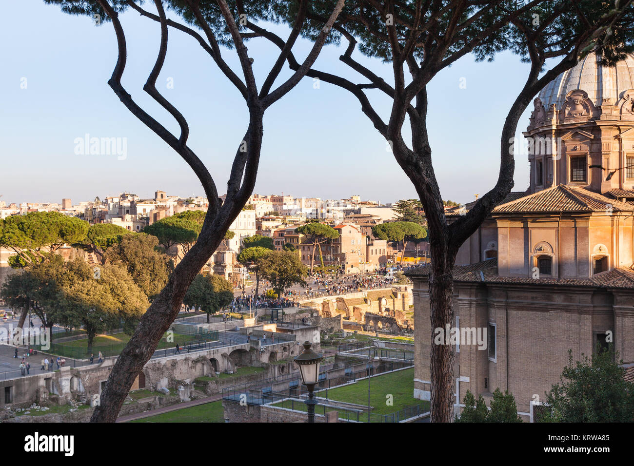 view on Roman forums and Church Stock Photo - Alamy