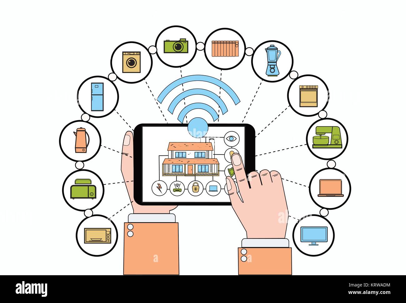 Hand Hold Digital Tablet With Smart Home Control System Infographic ...