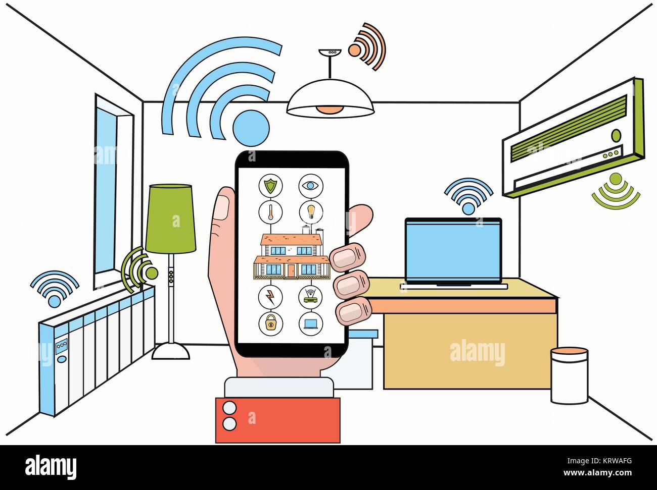 Hand Hold Smartphone With Smart Home Control System Application Over ...