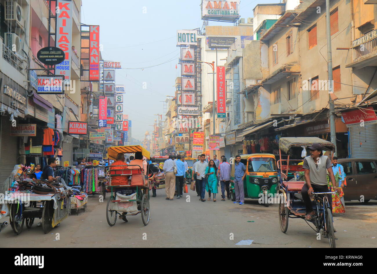 People visit Paharganj Main Bazaar market in New Delhi India Stock ...