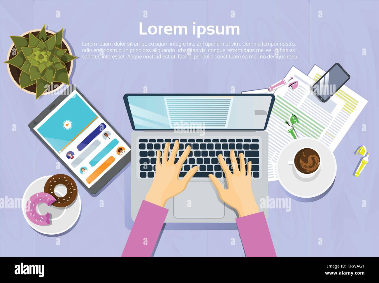 Top view woman laptop Stock Vector Images - Alamy