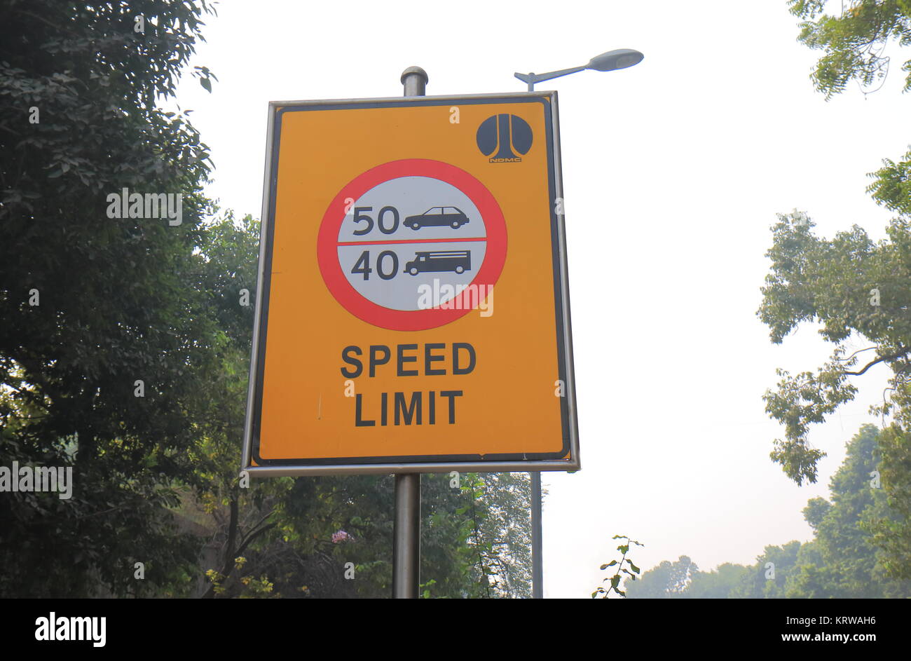Speed limit traffic signage in New Delhi India Stock Photo - Alamy