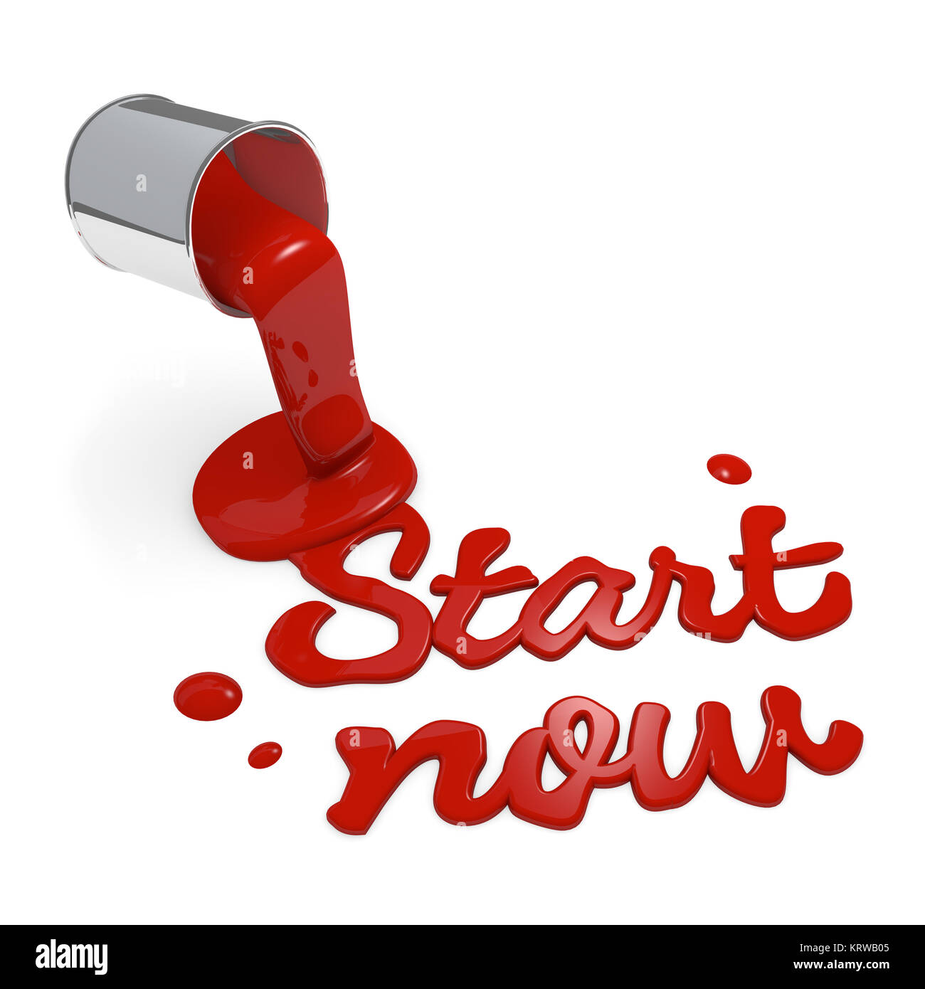 Red color can writing the words Start now, 3d rendering concept image ...