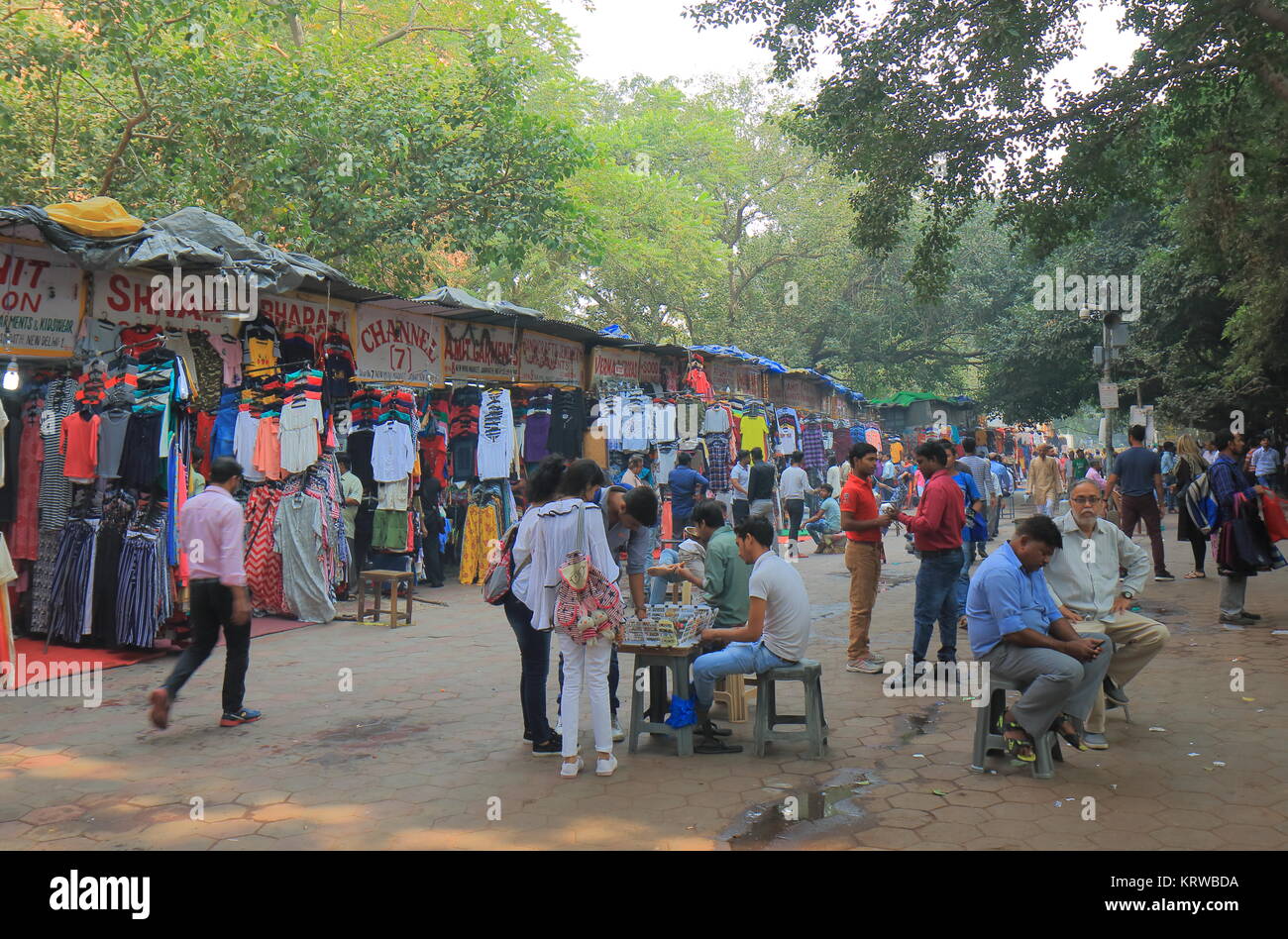 People visit Janpath street market in downtown New Delhi India Stock ...