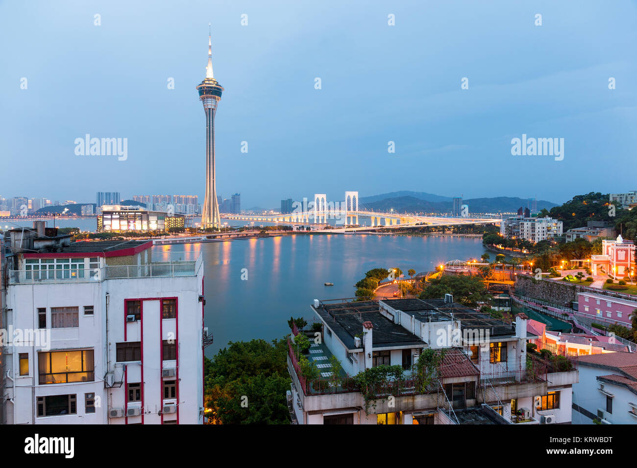 Macao city at sunset Stock Photo - Alamy