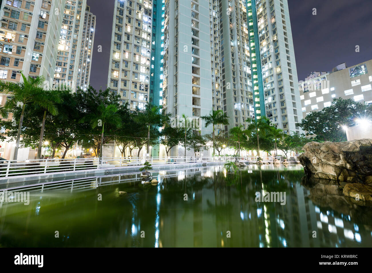 Residential building at night Stock Photo - Alamy