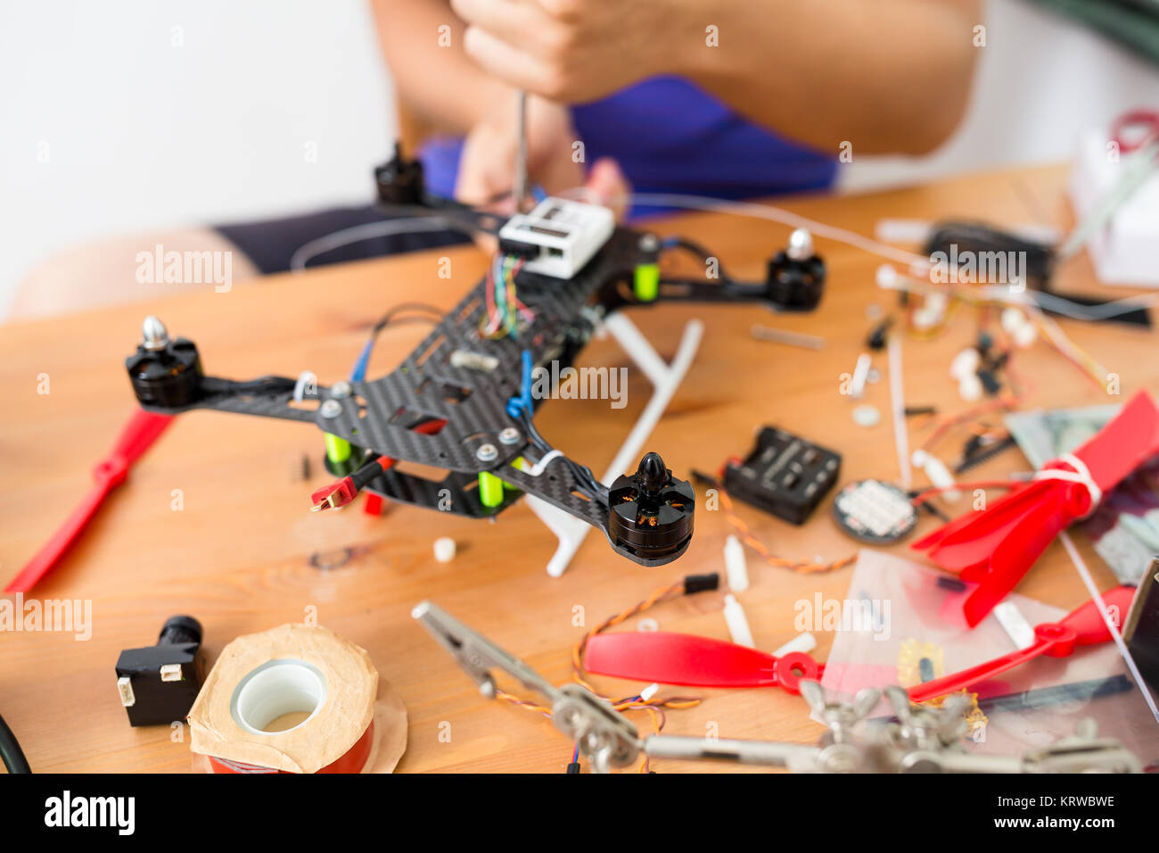 Connecting the wire of flying drone Stock Photo - Alamy