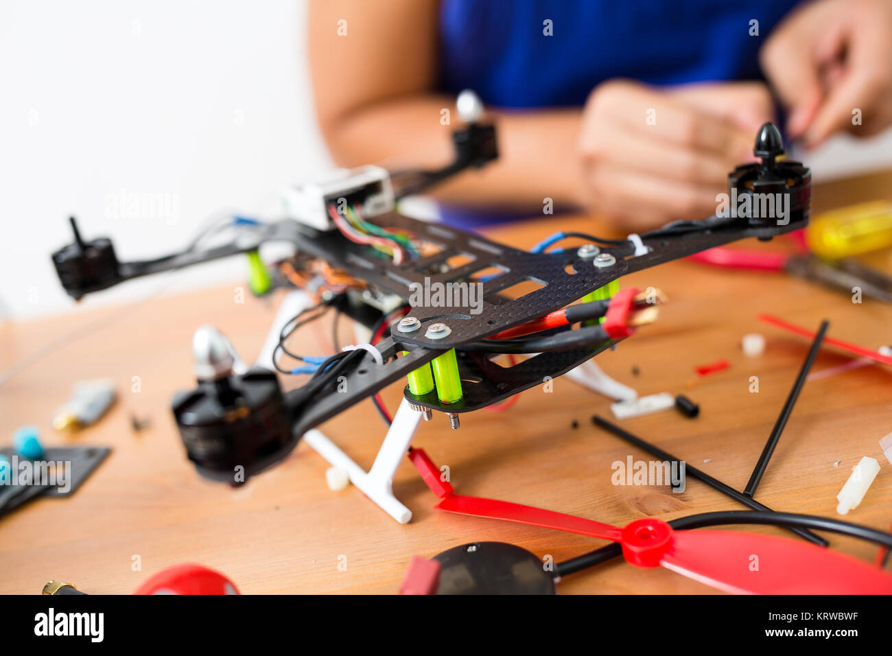 Connecting the electronic parts on drone Stock Photo - Alamy