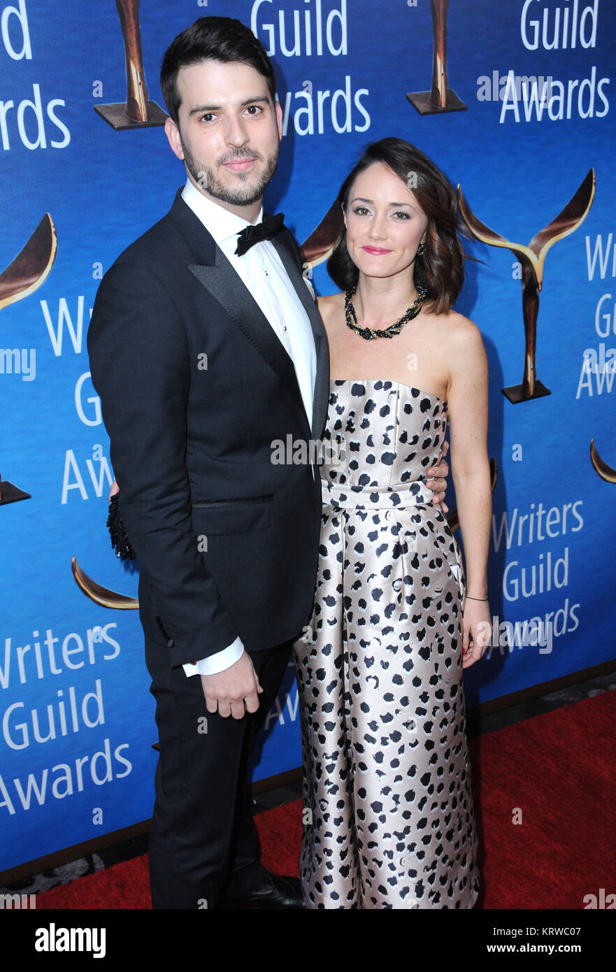 BEVERLY HILLS, CA - FEBRUARY 19: Writer Isaac Aptaker (L) and guest ...