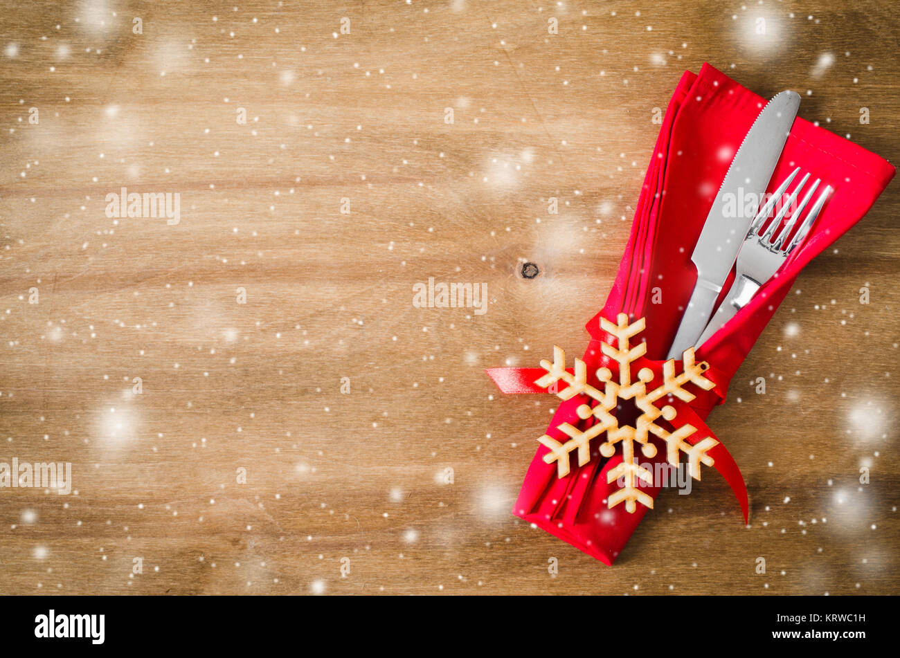 Winter Table Setting. Christmas Culinary Background Stock Photo - Alamy