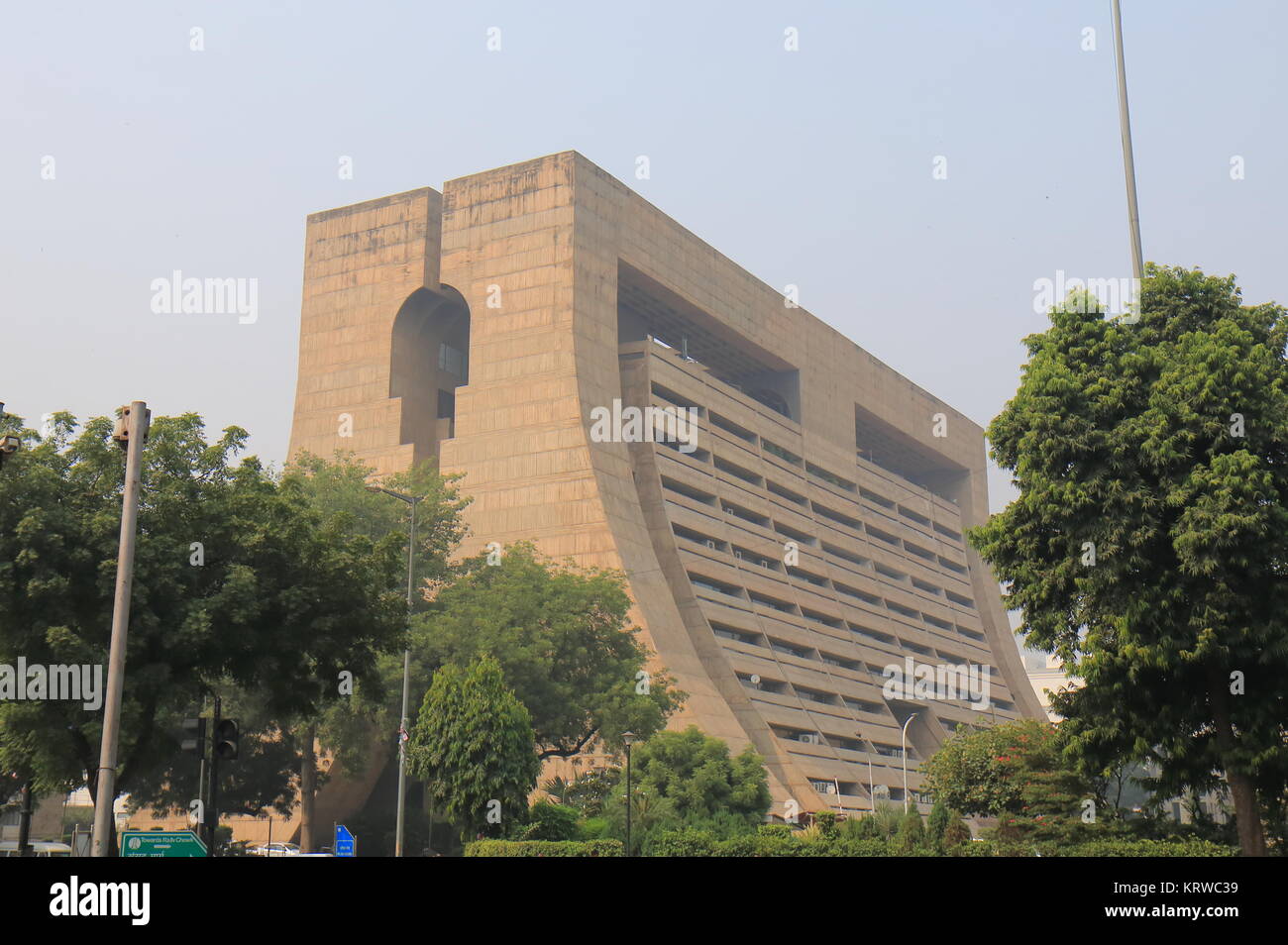 Modern office building architecture cityscape in downtown New Delhi ...